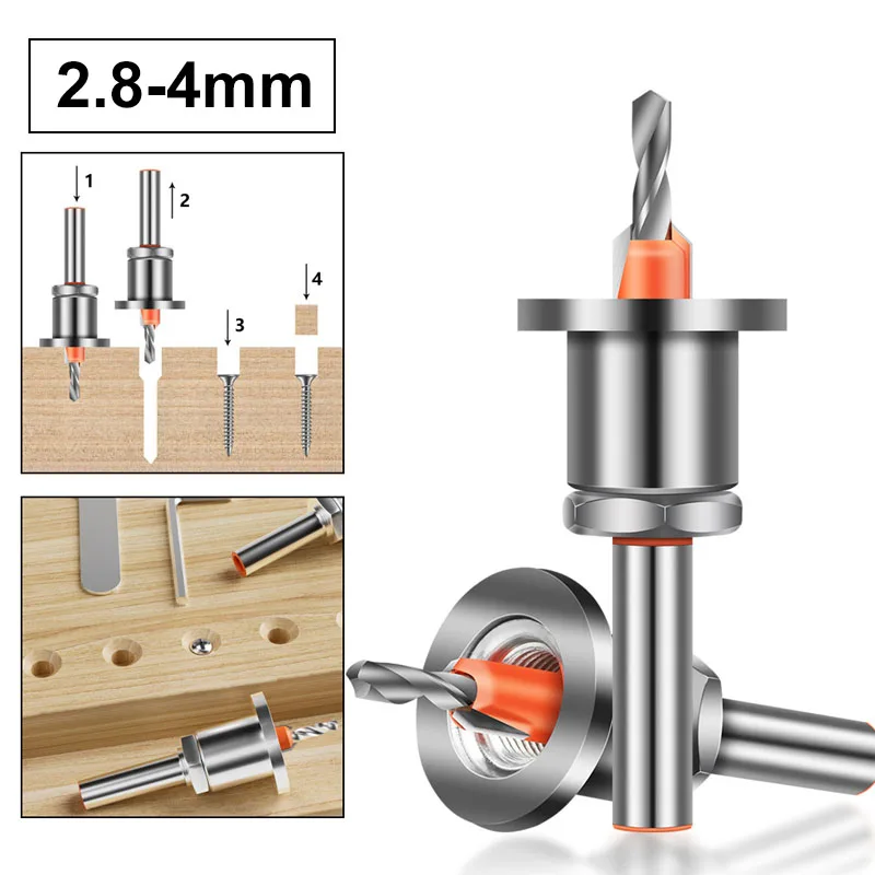 8mm-Shank-Woodworking-Countersink-Drill-Bit-With-Adjustable-Locator ...