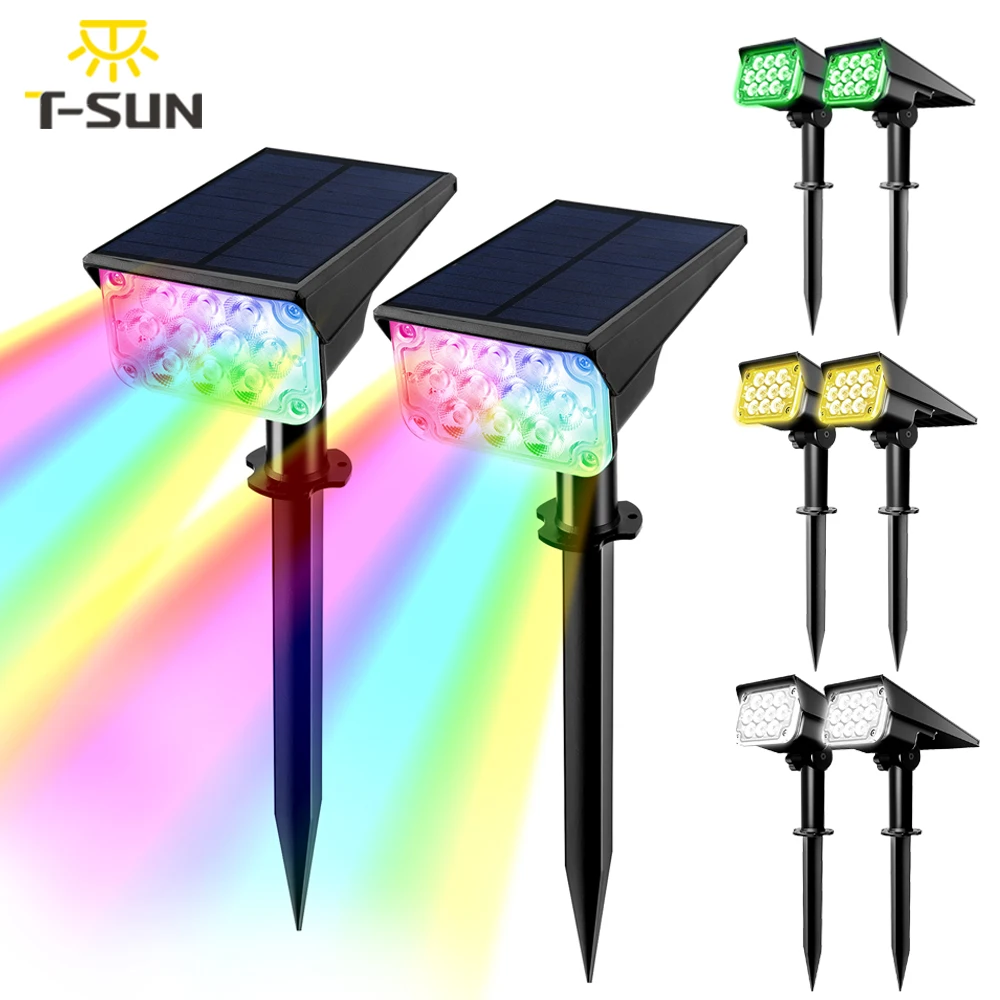T SUN 1pc/2pc/4 pces ajustável solar spotlight jardim solar luz ip65 ...