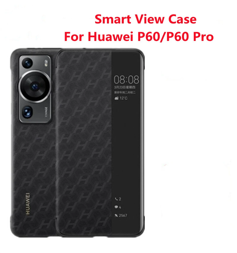 New Huawei P60 Pro Smart Window Cover Flip Case Skin Sleep Auto Wake PU ...