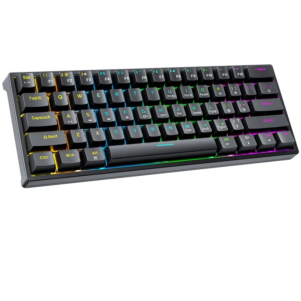 K101-Black-Usb-Wired-Gaming-Keyboard-61-Key-Mechanical-Feel-Office ...
