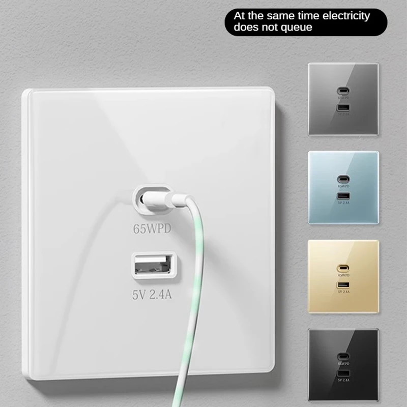 Gray-30w-65W-Super-Fast-Charge-2-port-Universal-USB-C-Wall-Socket-220V ...