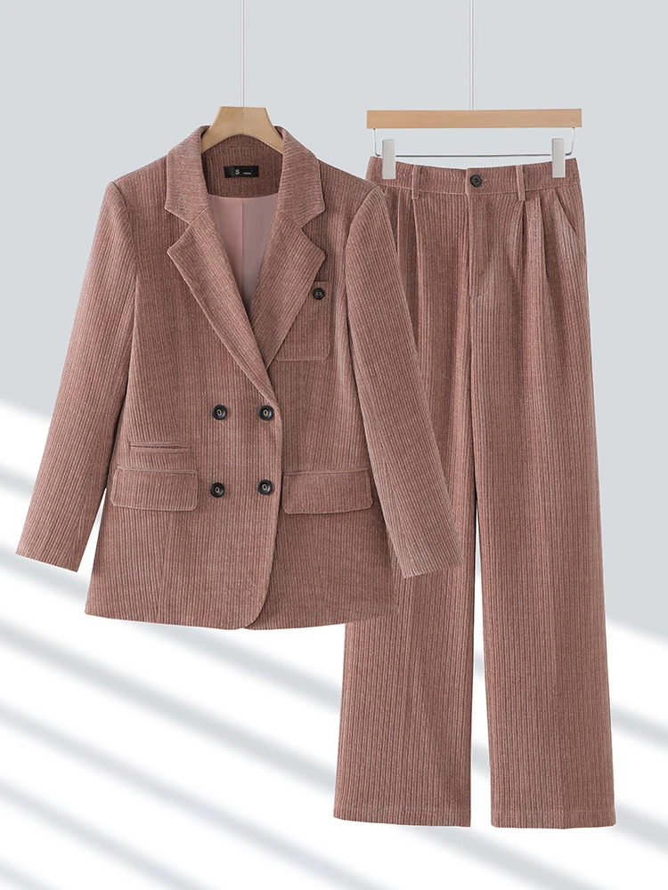 Autumn-Winter-Pink-Coffee-Office-Ladies-Pant-Suit-Women-Female-Business ...