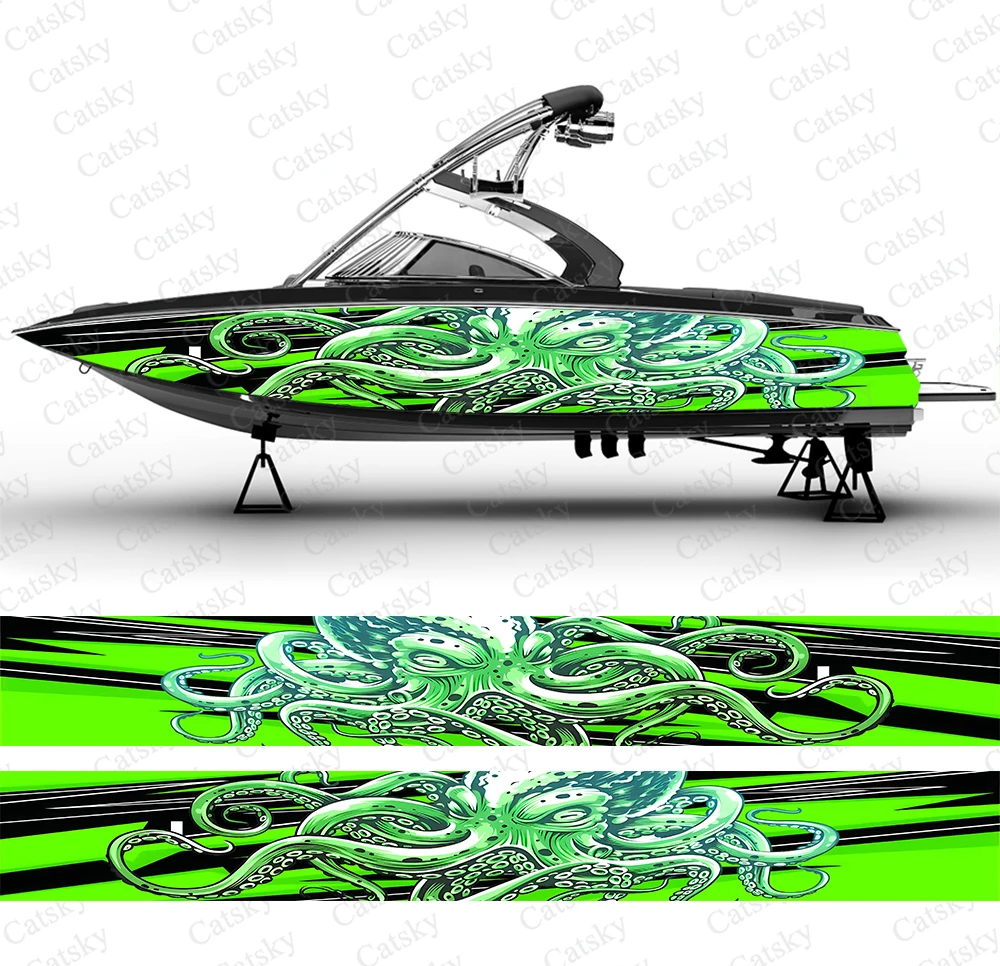 Octopus-abstract-graphic-Boat-Stickers-Vinyl-Boat-Wrap-for-Pontoonman ...