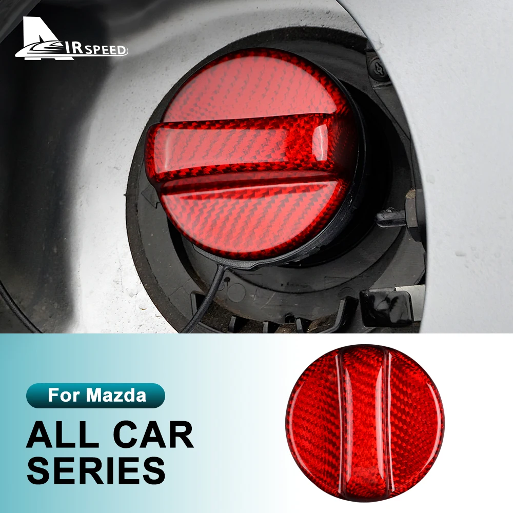 Red Real Hard Carbon Fiber Universal Car Fuel Tank Cap Cover For Mazda ...