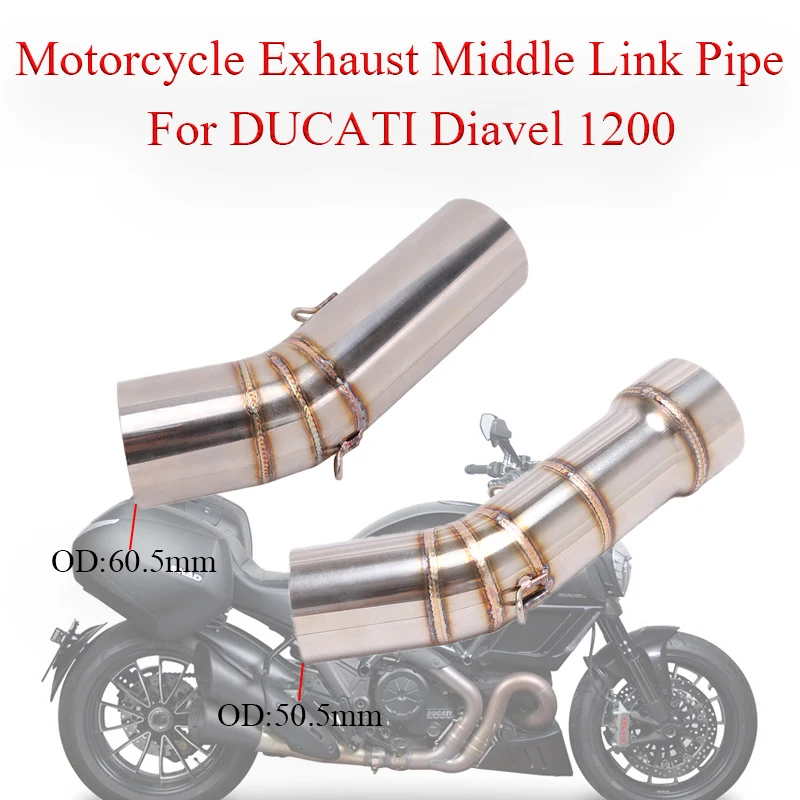 Motorcycle-Exhaust-Middle-Link-Pipe-Muffler-For-DUCATI-Diavel-1200-Moto ...