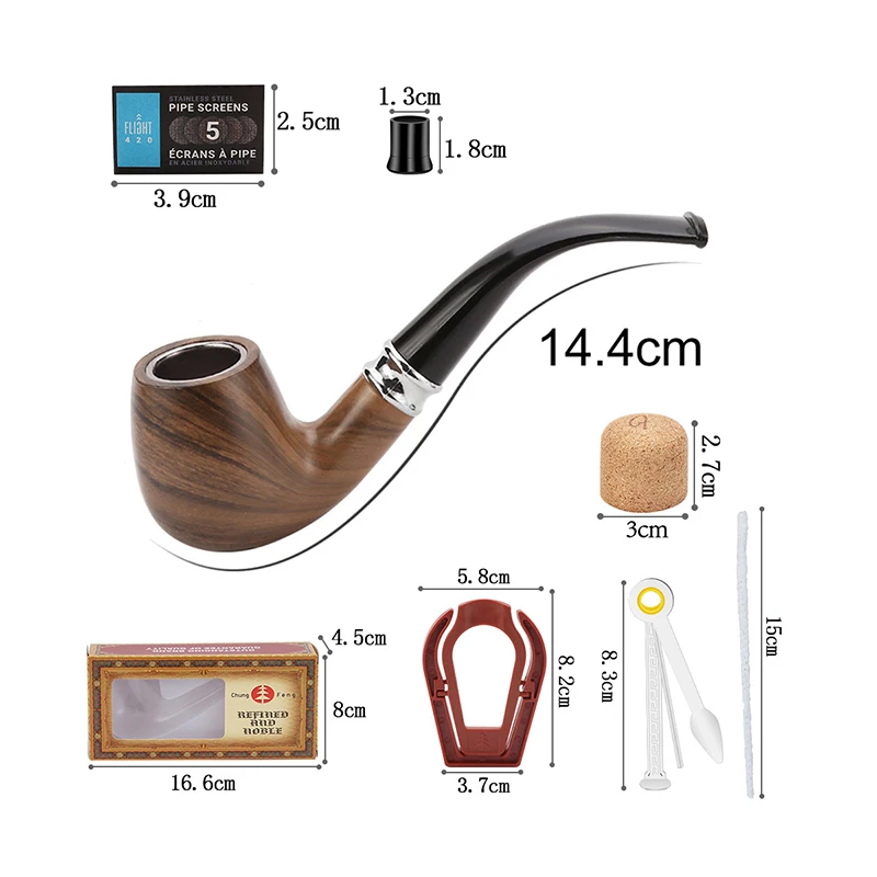 Resin Tobacco Smoking Pipe Wooden Classic Set with 9MM Filter Screen ...