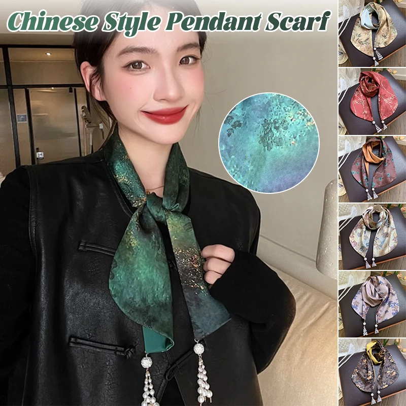 Luxury Classical Chinese Style Silk Scarf Women's Satin Neck Hair Tie ...