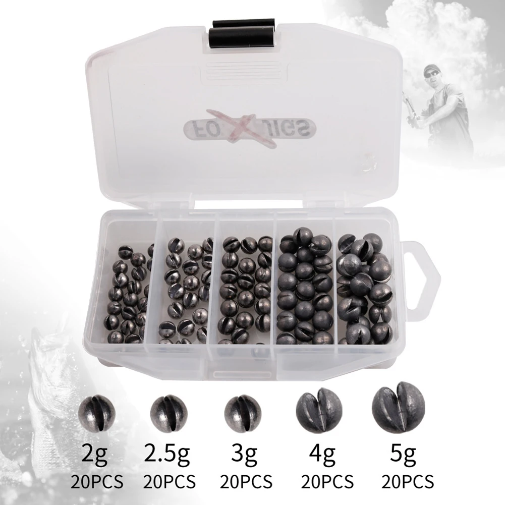 100Pcs-Fishing-Sinker-Set-Split-Lead-Shot-Sinker-Round-Bite-Lead-Weight ...