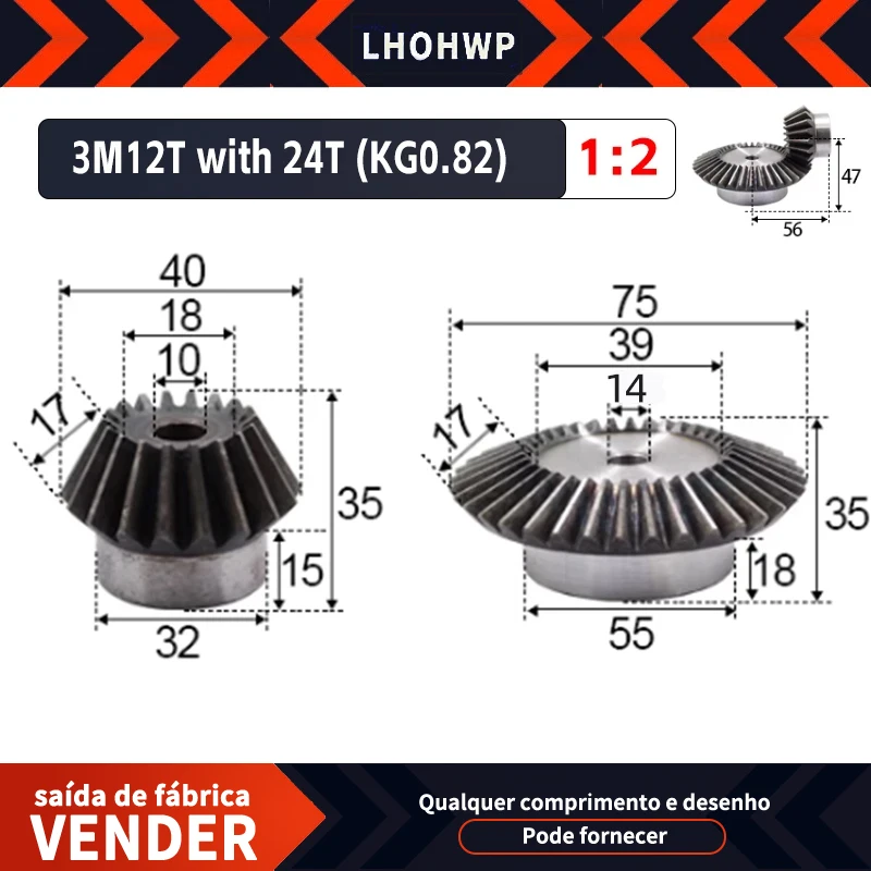 Engrenagens-de-a-o-chanfrado-Parafuso-M5-3-Modelo-12-Dentes-24-Dentes ...