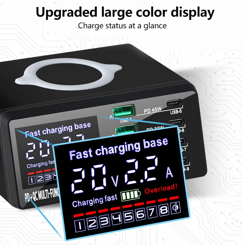 110W-8-Ports-Wireless-Charging-Station-PD-Fast-Charger-USB-Quick-3-0 ...