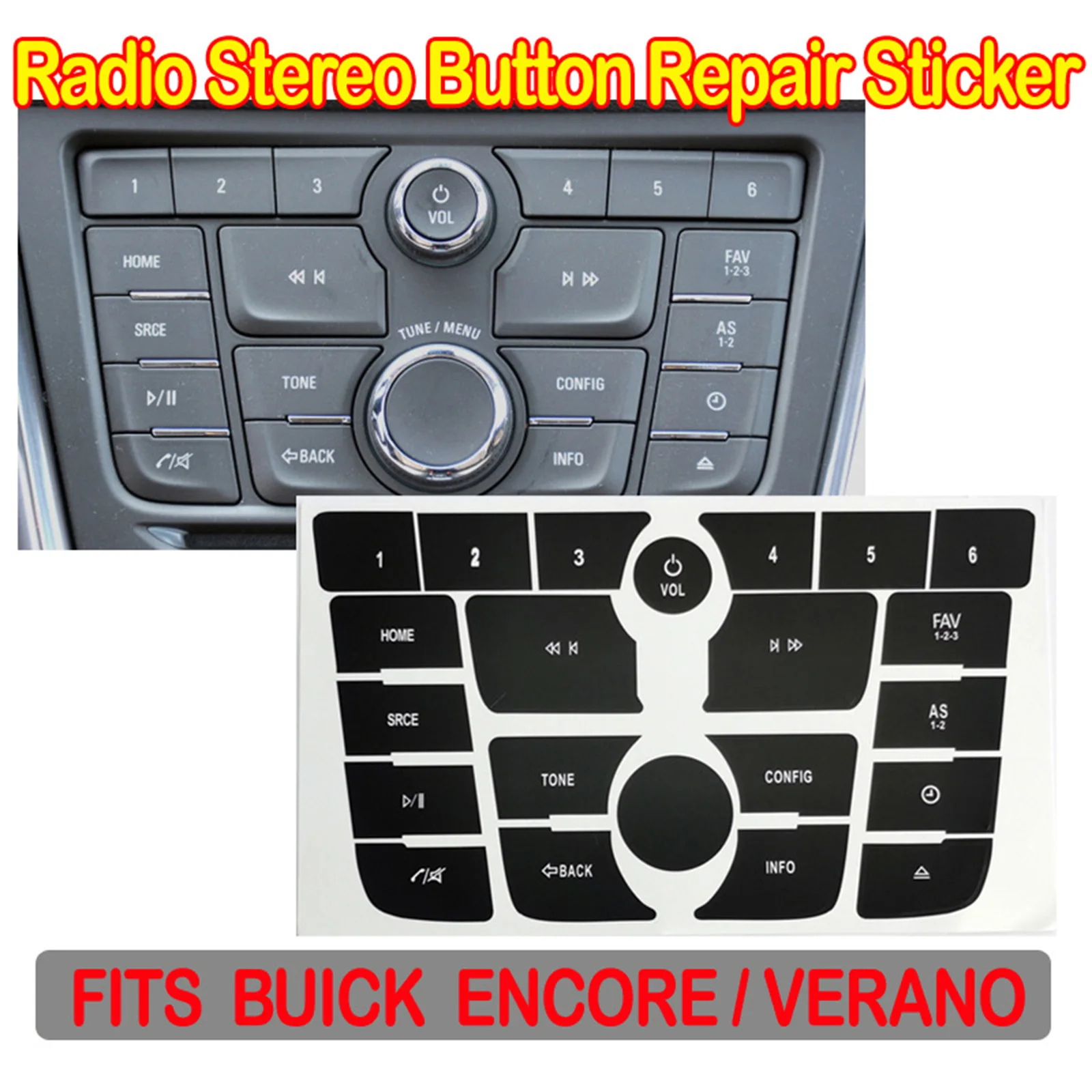 For Buick Encore and Verano CD Radio Audio Button Repair Decals ...