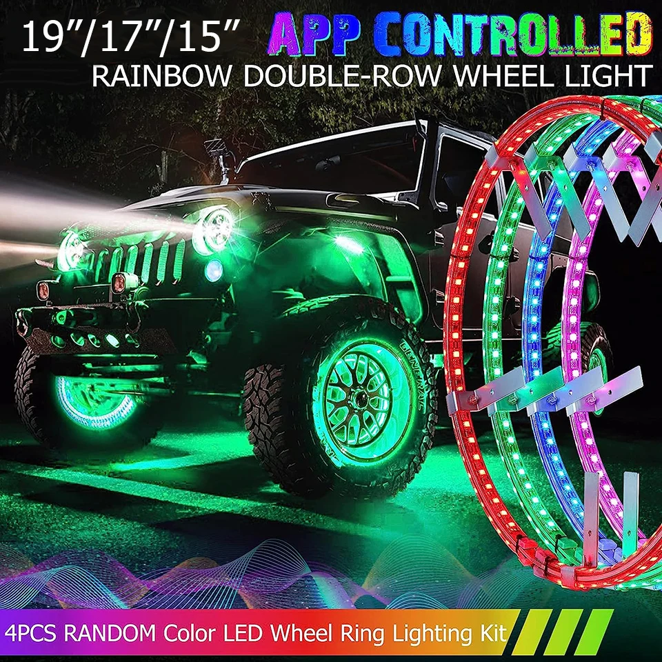 4pcs Magic Colourful Car Wheel Led Hub Light Auto SUV Ambient Styling Lamp with turn signal ...