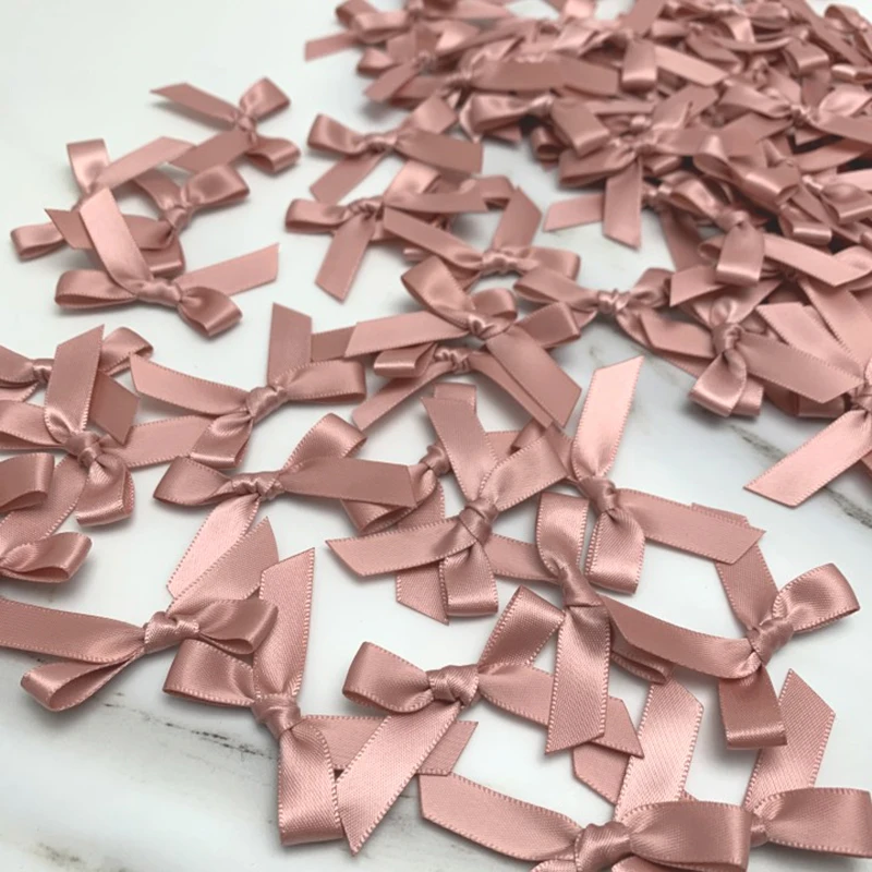 200-Pcs-Fresh-Pink-Ribbon-Bows-Small-Size-Polyester-Satin-Ribbons-Bow ...