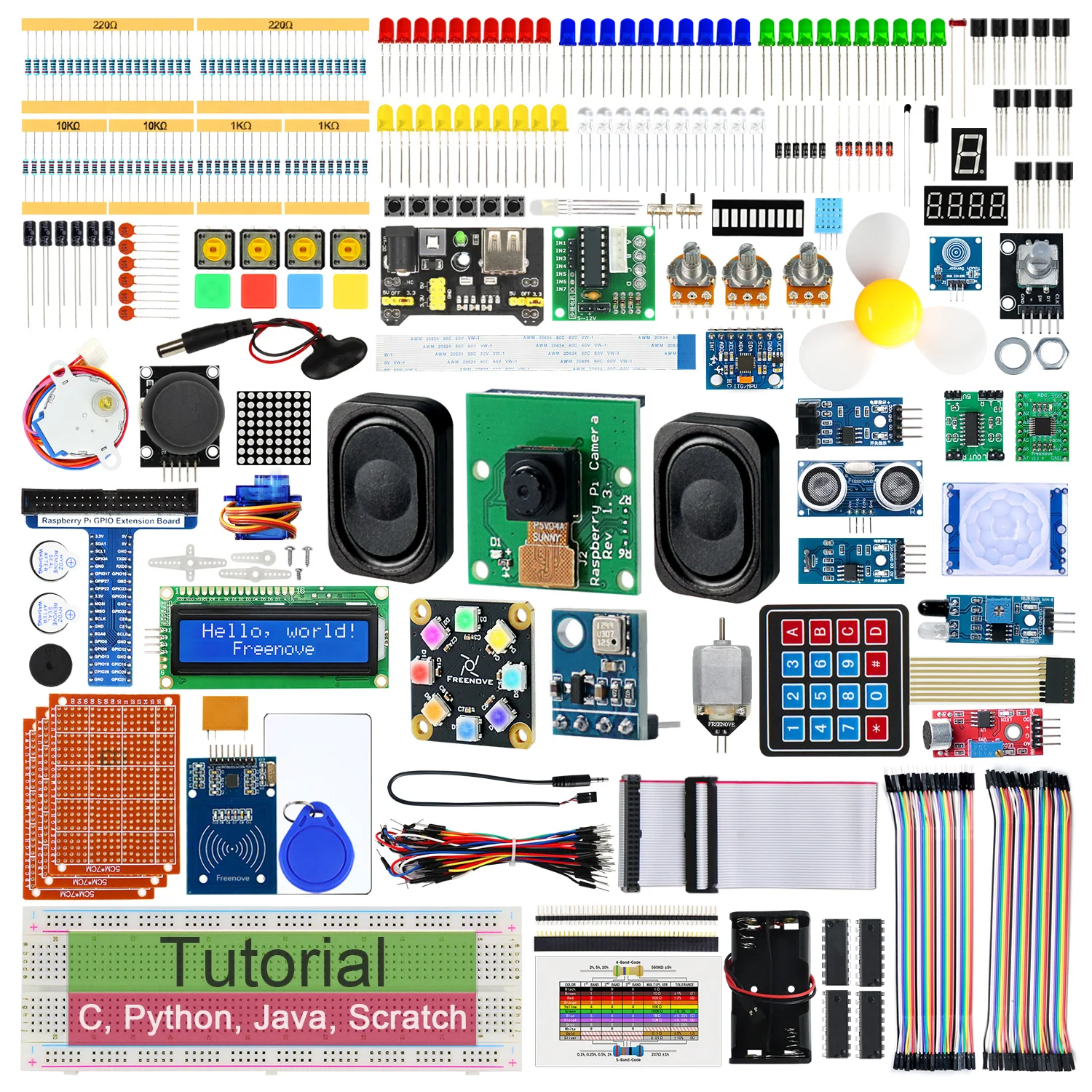Freenove Complete Starter Kit For Raspberry Pi 4 B 3 B+ 400, Python C Java Scratch, 708-page ...