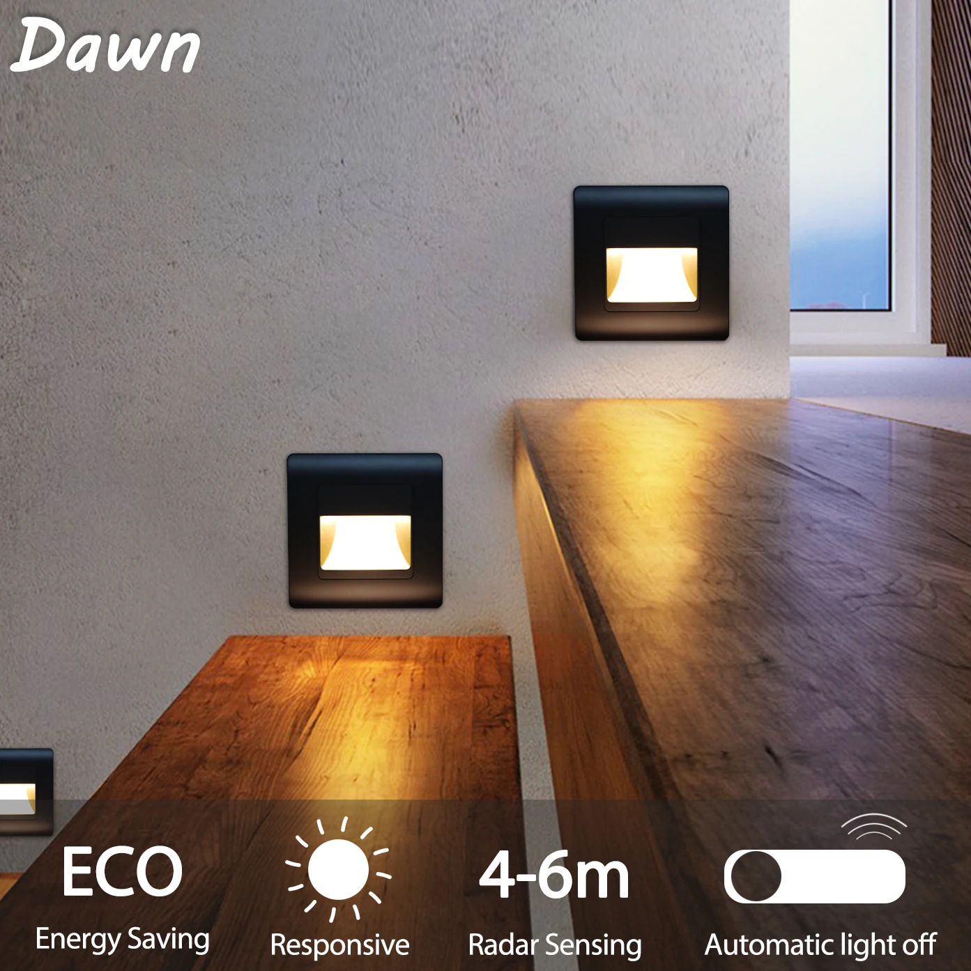 Led Stair Light 4 Colors PIR Sensor Wall Light AC110V 220V Recessed ...