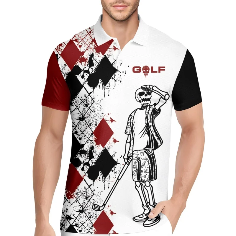 3D Print Geometry Skeleton Polo Shirt For Men Customized Darts Pattern ...