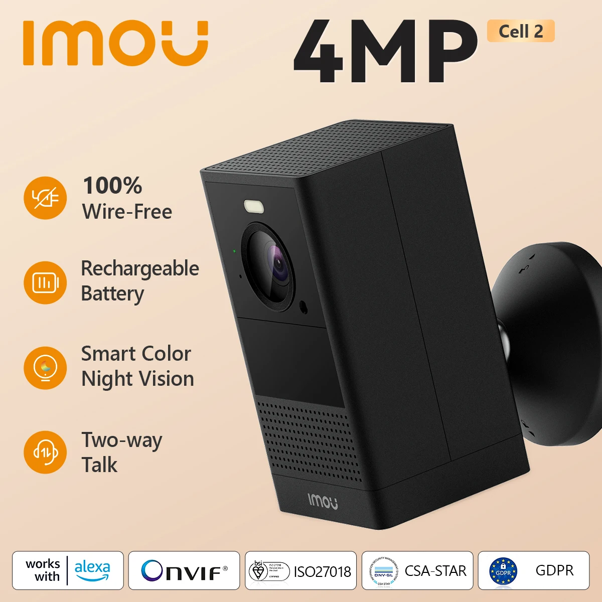 IMOU-Cell-2-Rechargeable-Camera-5G-Wi-Fi-4MP-Wireless-Weatherproof ...