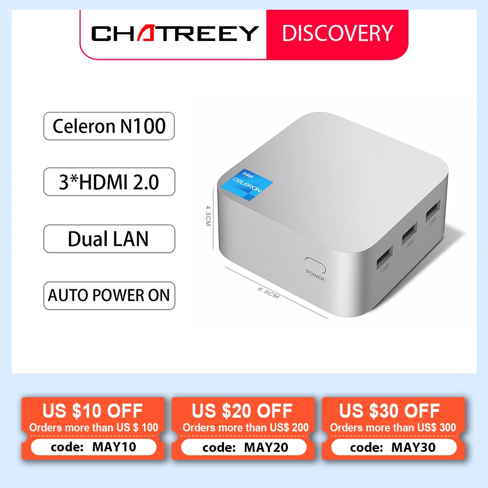 Intel Celeron 95 95 N100 Chatreey T8 Pro Mini PC NVMe SSD Windows 11 ...