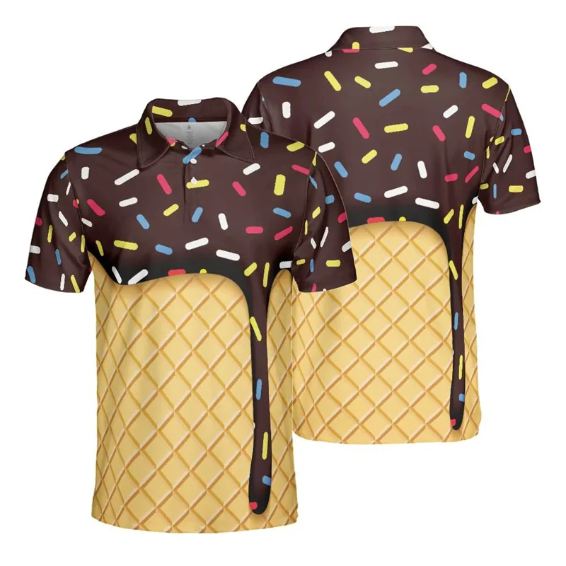 Ice-Cream-Cone-3D-Print-Short-Sleeve-Polo-Shirts-For-Men-Clothes-Casual ...