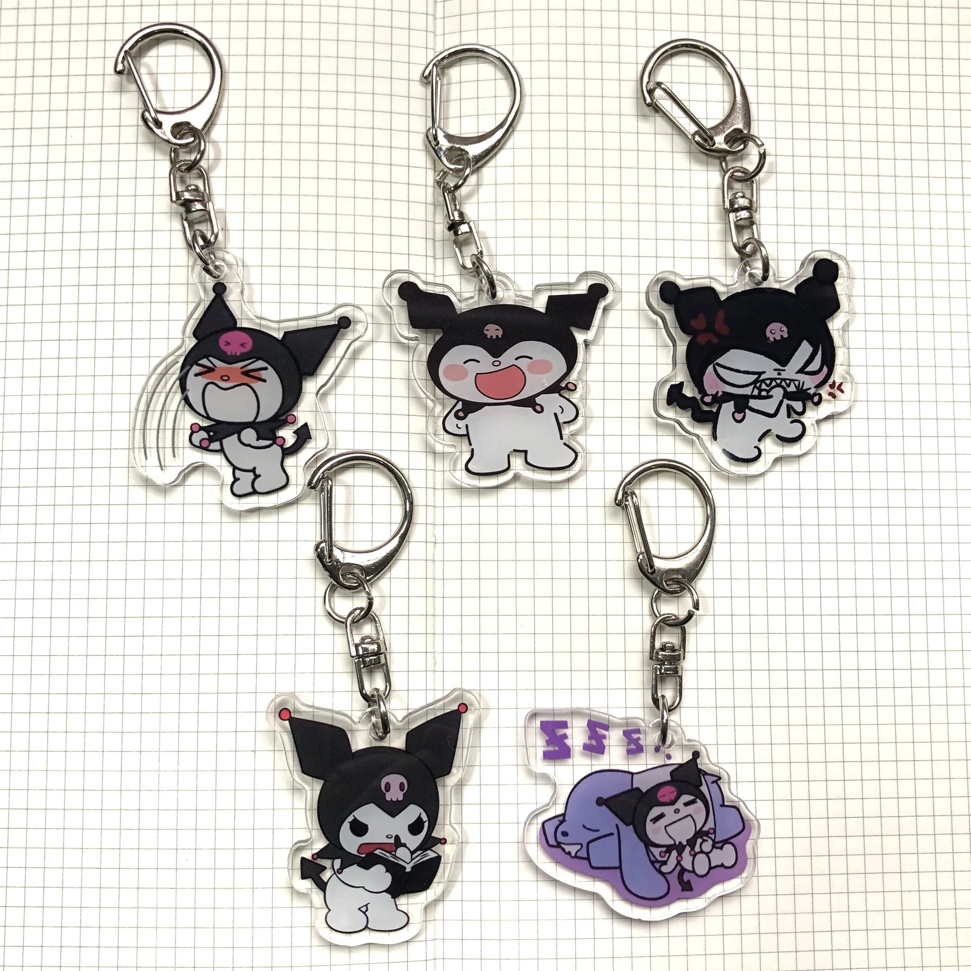 Sanrio Cute Kuromi Baku Keychain Couple Key Rings School Bag Pendant ...