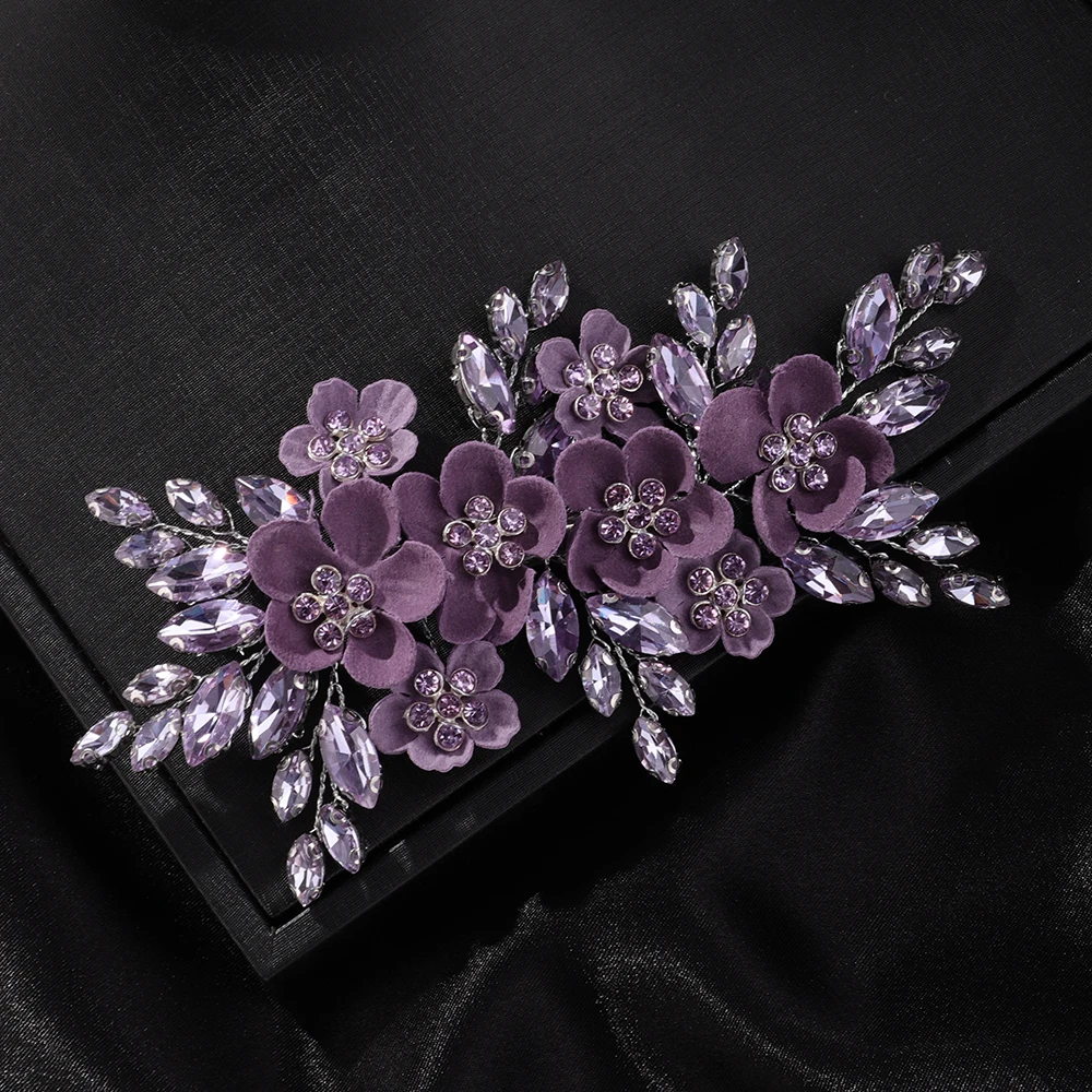 Accessories Flowers Purple Hair Wedding | Purple Rhinestone Wedding ...