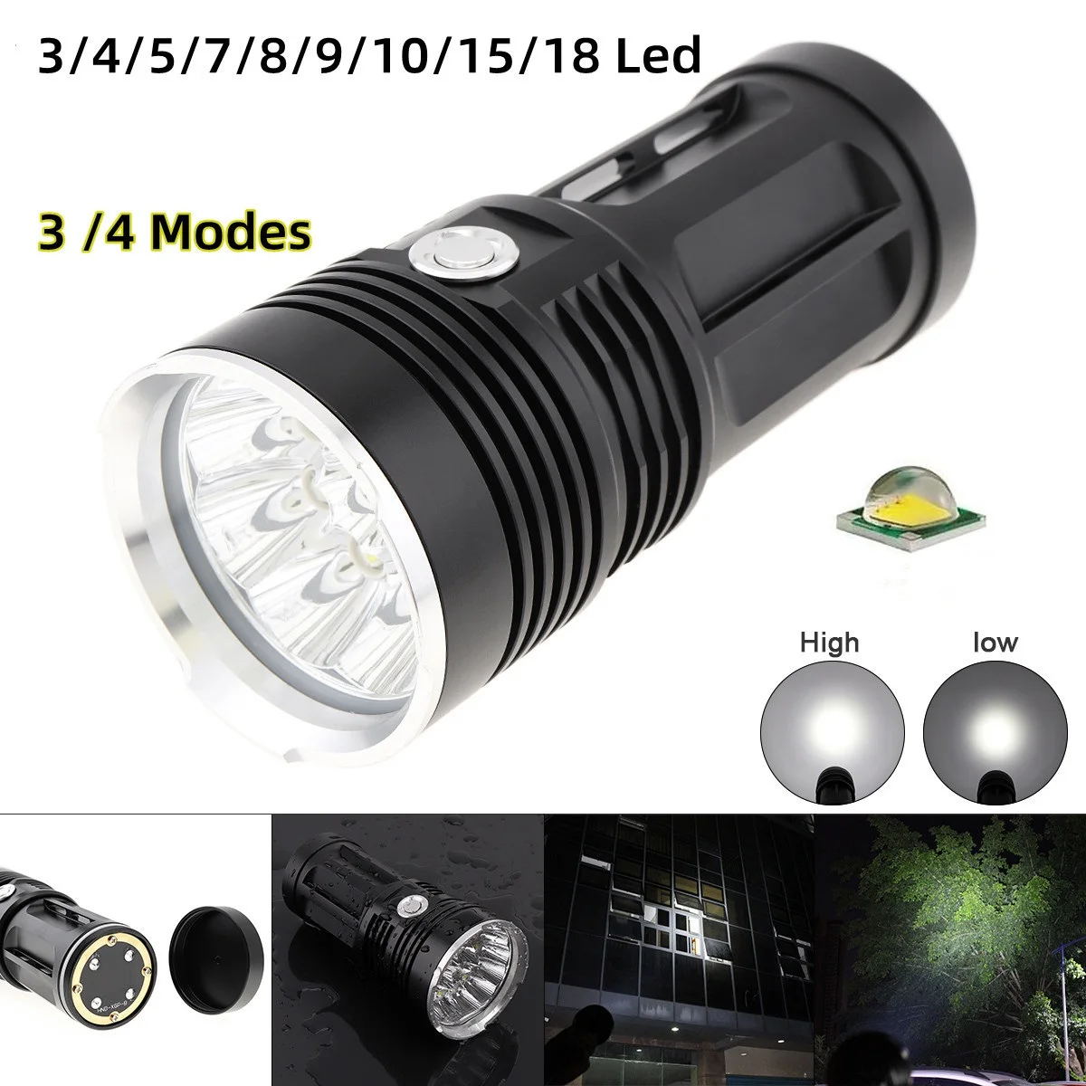 Super-Bright-Led-Flashlight-Waterproof-3-Modes-1200LM-2400LM-3000LM ...