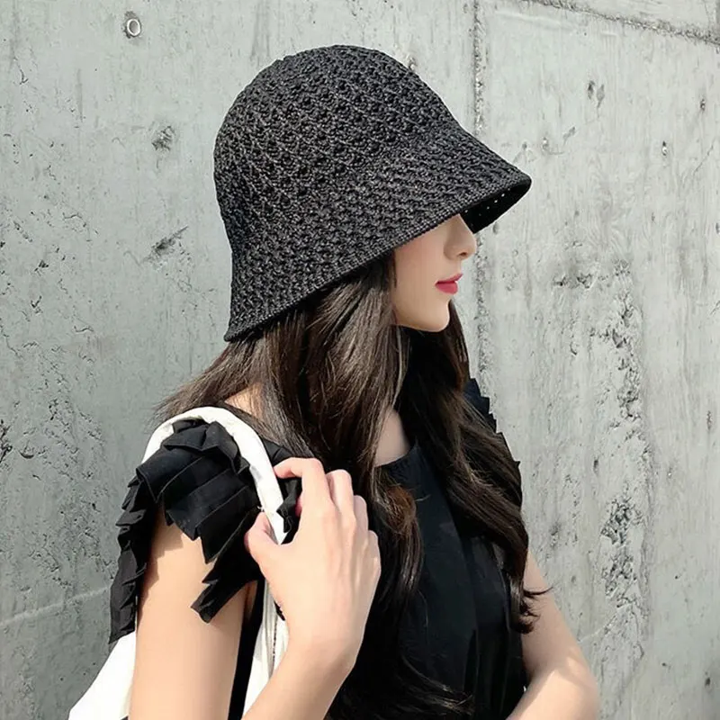 2023-New-Solid-Handmade-Crochet-Floppy-Top-Summer-Hats-For-Women-Hollow ...