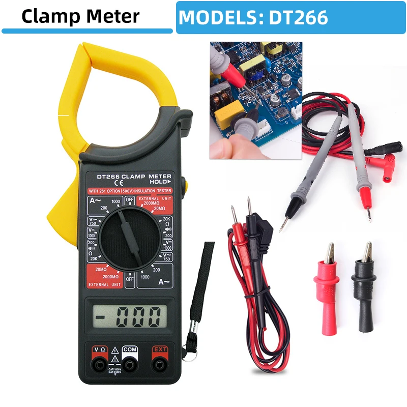 Digital Clamp Multimeter Dt266 Professional Clamp Meter Ac Dc 1000v ...