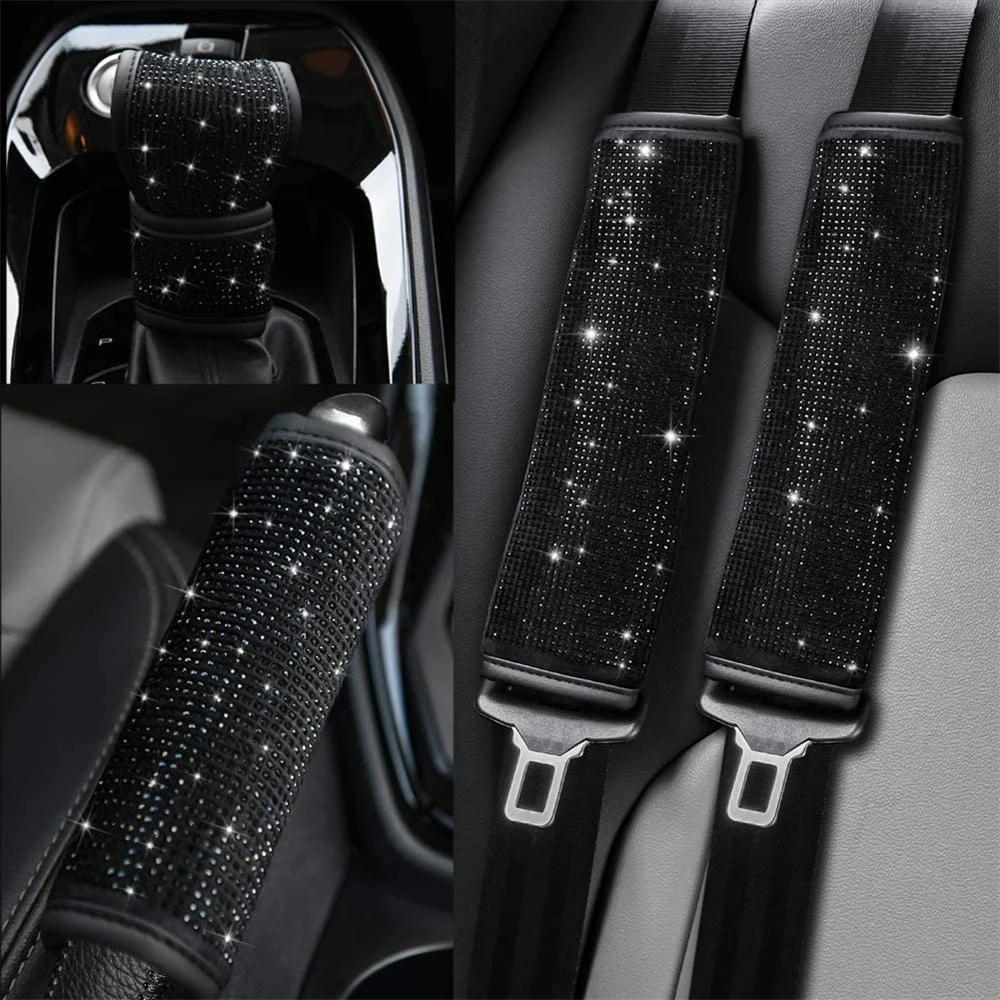 Black Full Diamond Crystal Car Gear Shift Collar Cover Glitter ...
