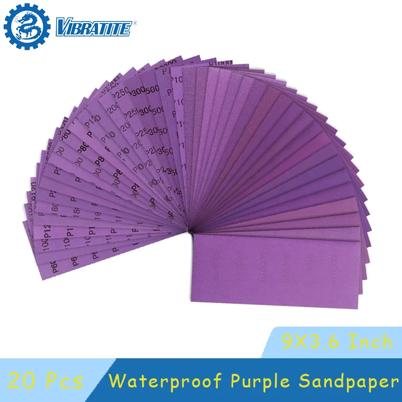 20Pcs 9X3.6Inch Wet Dry Sandpaper Waterproof Purple Sanding Sheet for ...