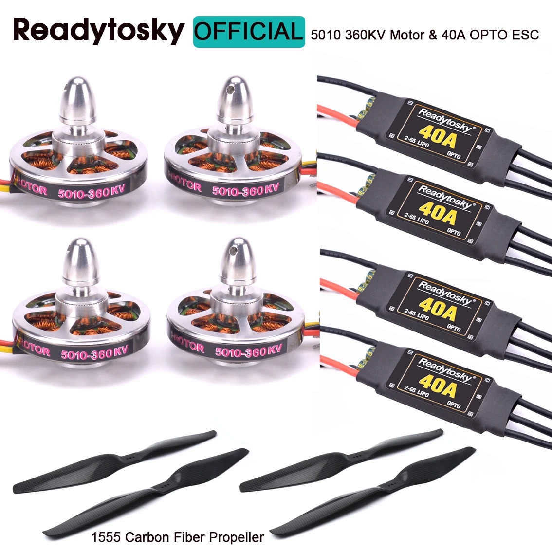 5010 360KV / 750kv High Torque Brushless Motors + Readytosky 40A OPTO 2-6S ESC 1555 Carbon Fiber ...