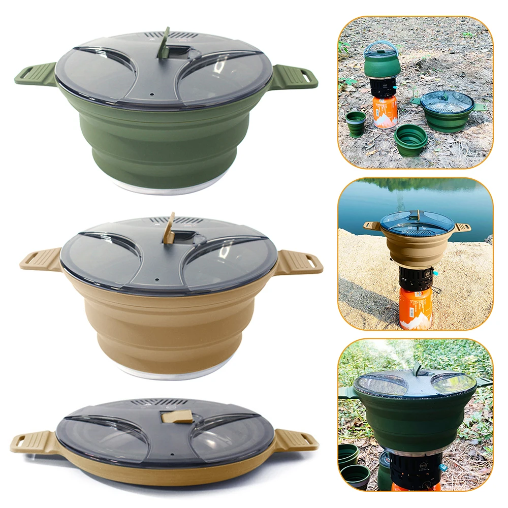 Outdoor-Silicone-Kettle-Foldable-Portable-Camping-Cook-Pot-Tableware ...