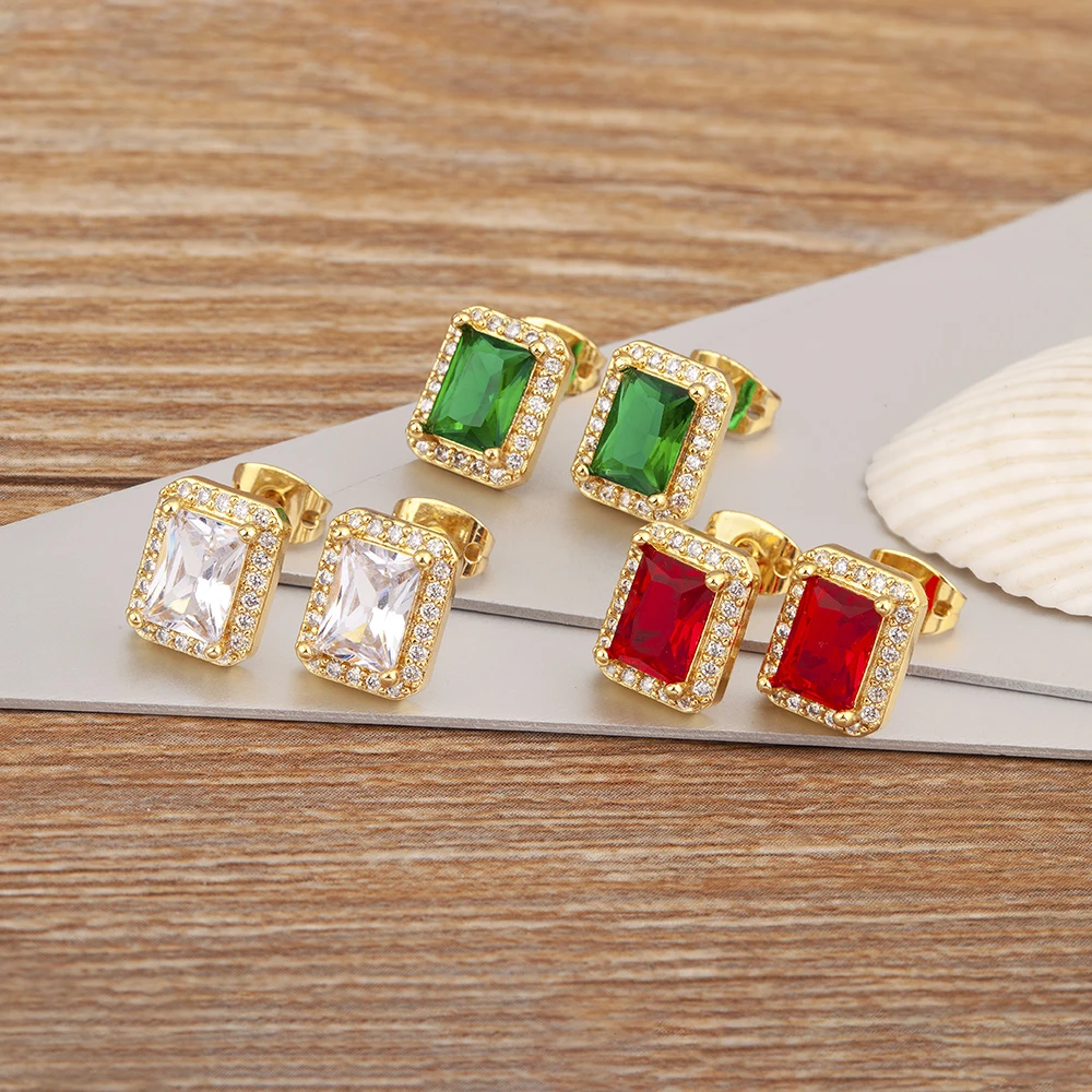 AIBEF-Shiny-Luxury-Rhinestone-Rectangle-Shape-Stud-Earrings-Copper ...