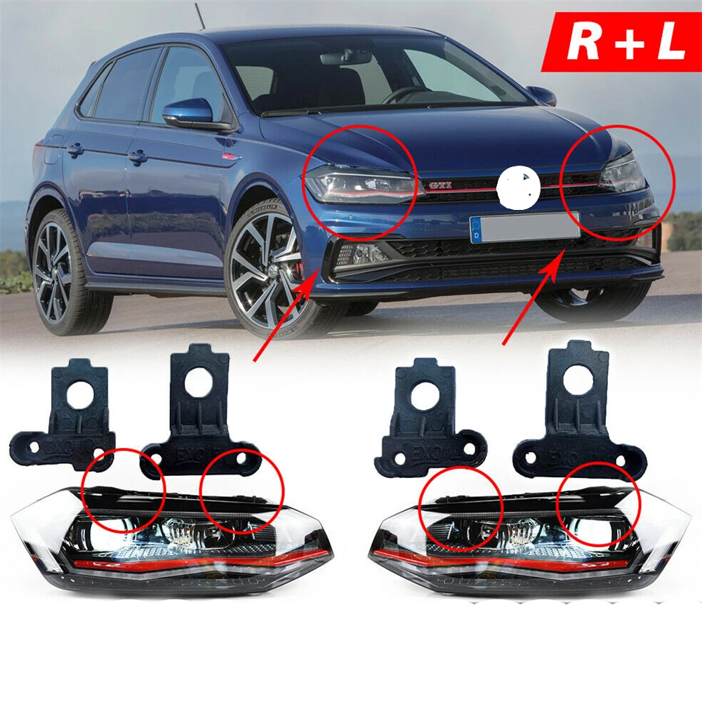 Headlamp Headlight Bracket Tab Repair Kit L+R Side For 16-On 2G0998225