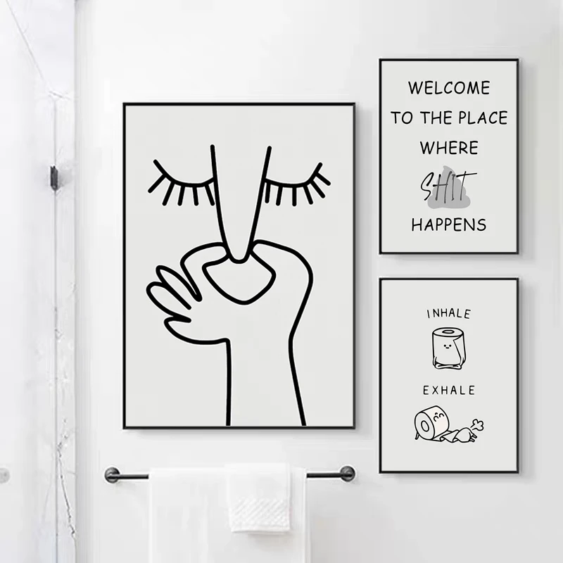 Abstract Humour Bad Smell Funny Bathroom Poster Black White Prints ...