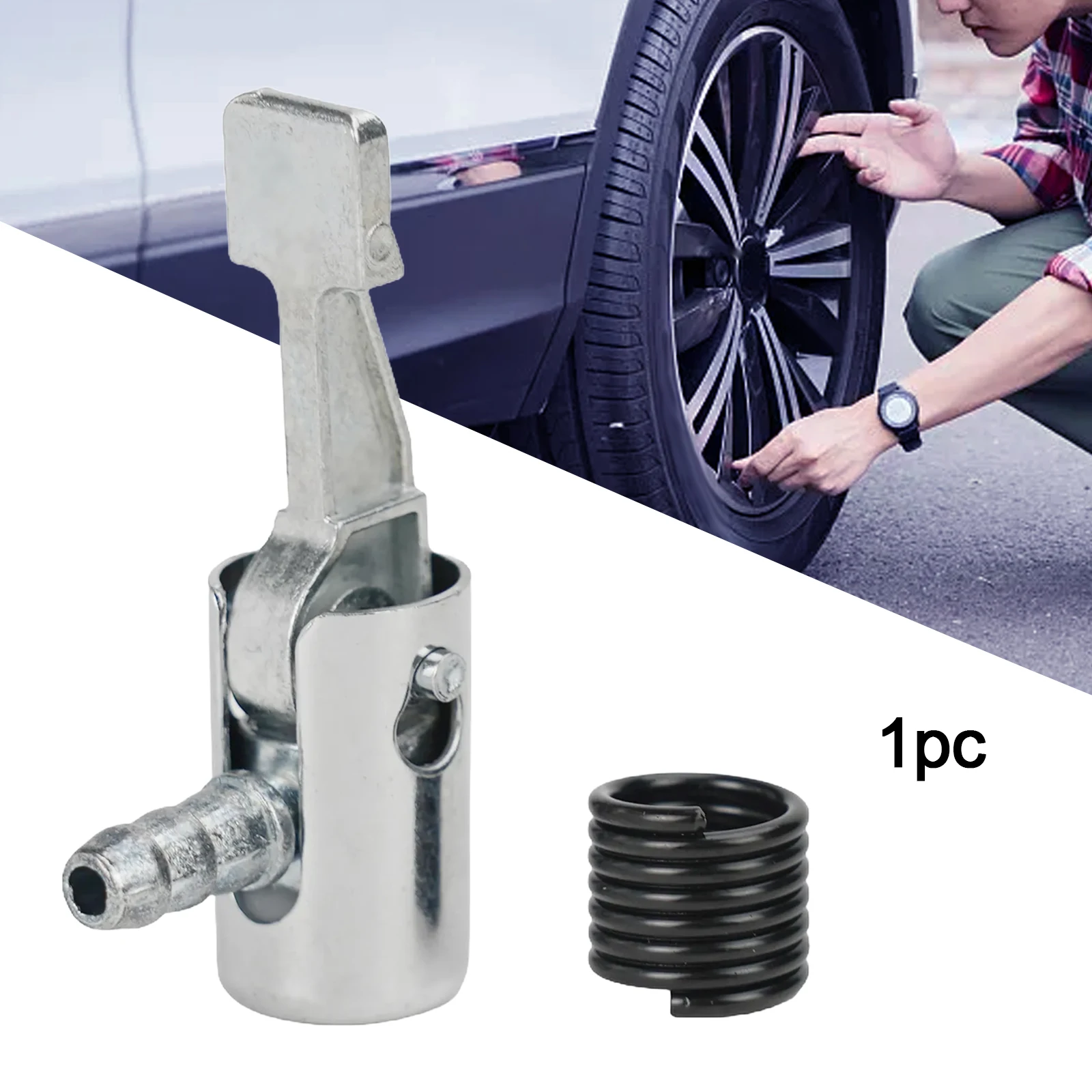 1/2pc 6mm Air Tire Chuck Inflator Pump Hose Adapter Valve Connector For ...