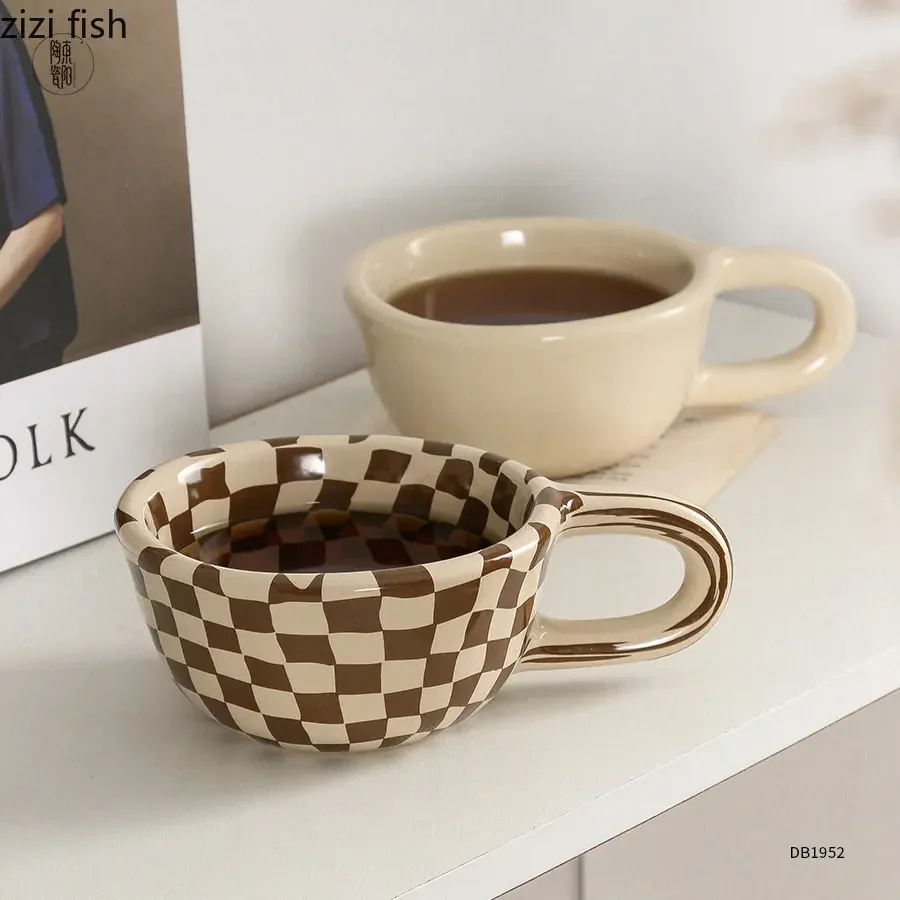 Ceramic Mug Irregular Chessboard Checkered Coffee Mug Milk Mugs Water ...