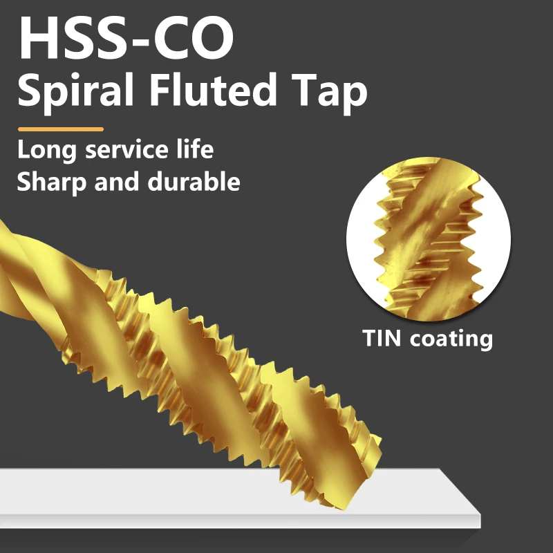 VOKET 1PCS HSS-CO TICN Coating Forming Roll Pointed Spiral Fluted Tap ...