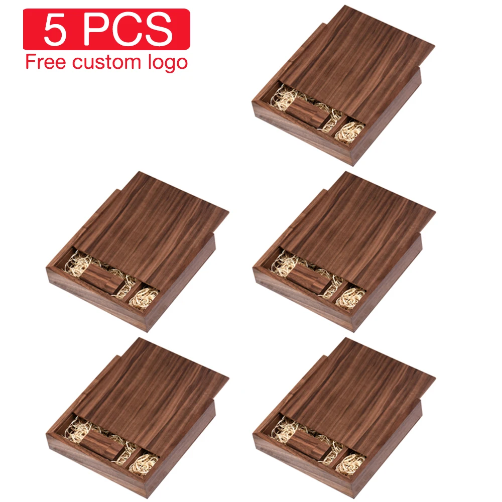 5-PCS-LOT-USB-Flash-Drives-128GB-Wooden-Box-Photography-Wedding-Memory ...