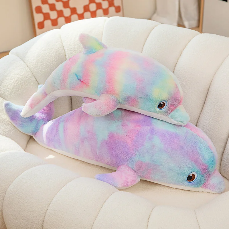 50-130cm-Rainbow-Dolphin-Doll-Plush-Toy-Stuffed-Fluffy-Multi-color ...