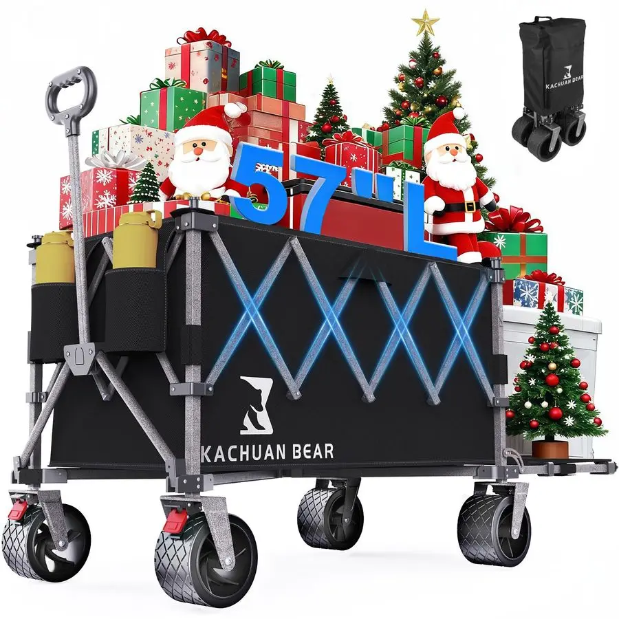 L Large Collapsible Foldable Wagon with Tailgate amp Brake, 500LBS ...