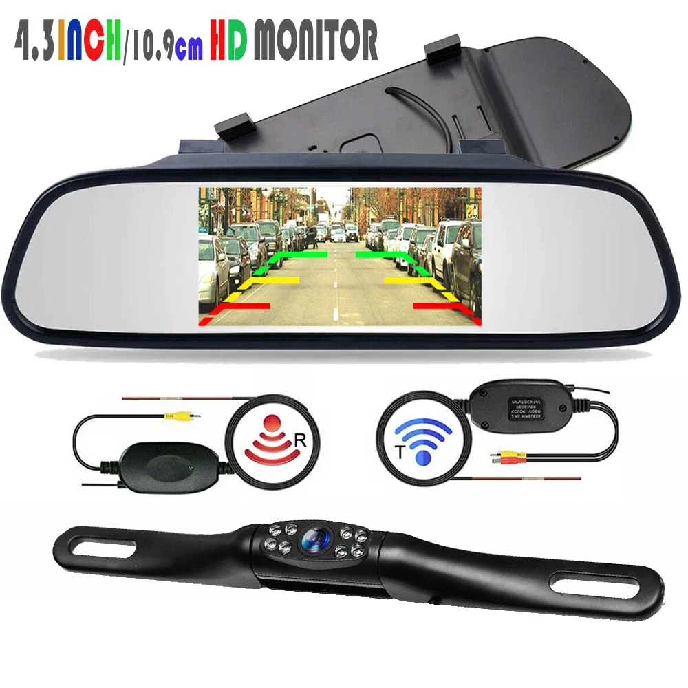 Wireless-Car-Rearview-Camera-With-Mirror-Monitor-For-Vehicle-Parking ...