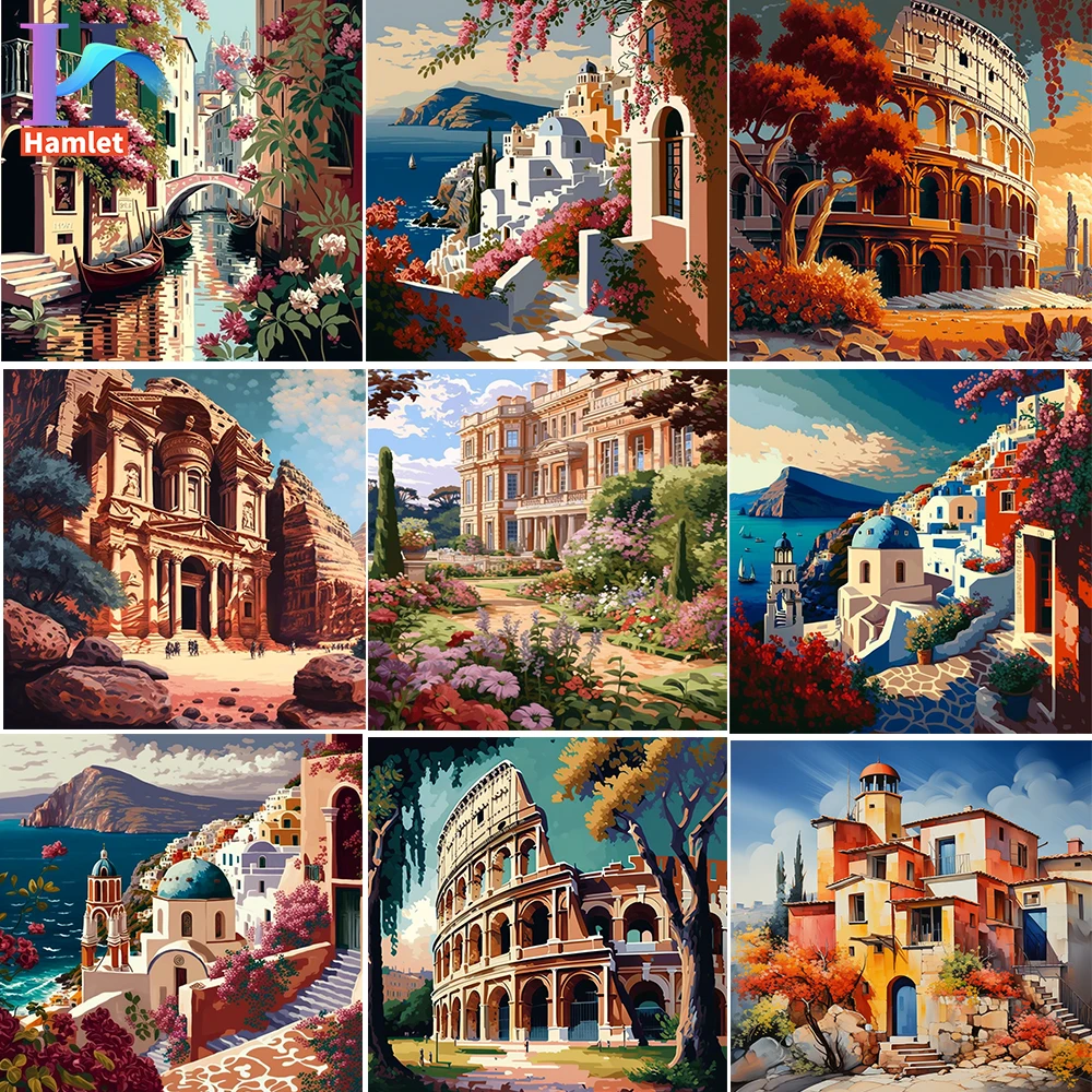 Hamlet-Paint-By-Numbers-Kit-City-Building-Hand-drawing-Painting-By ...