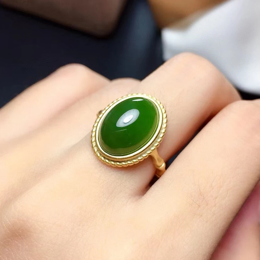 Vintage-Silver-Jade-Ring-with-3-Layers-18K-Yellow-Gold-Plating10mm-14mm ...