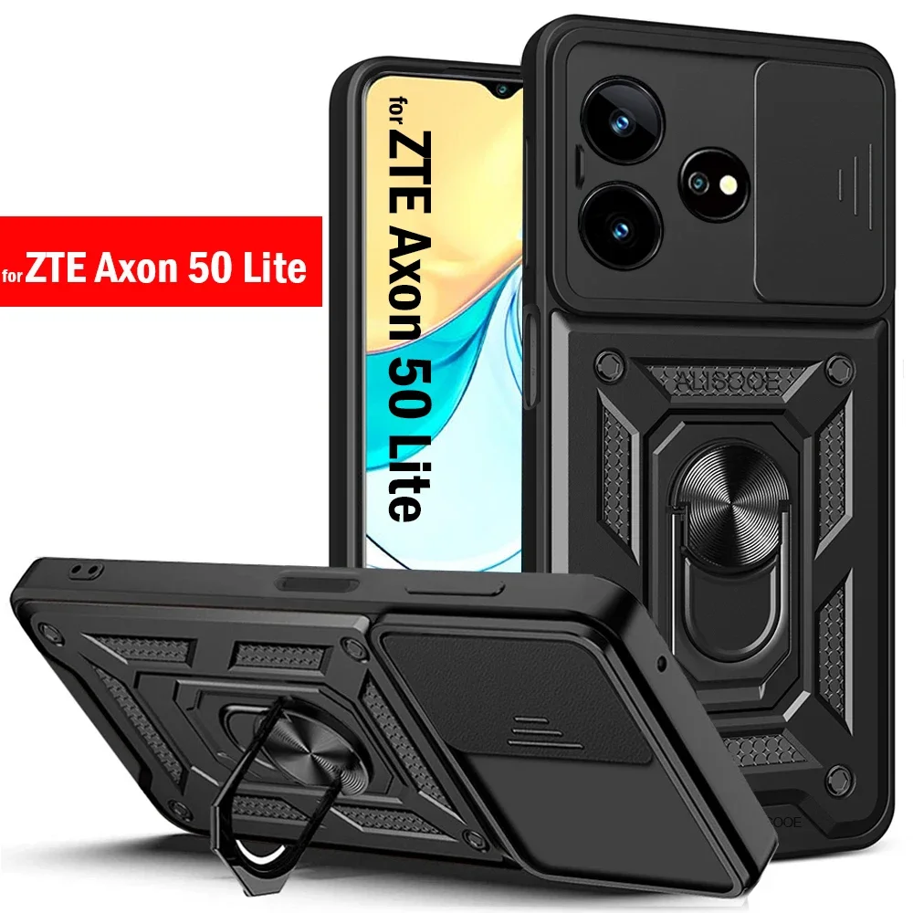 Slide-Camera-Funda-for-ZTE-Axon-50-Lite-Case-Armor-Ring-Stand-Protect ...