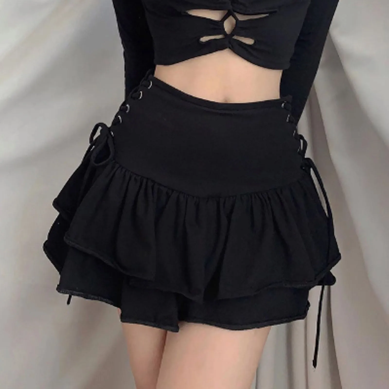 Cover-Up-Skirts-For-Women-Girl-Gothic-Soild-Skirt-Aesthetic-Mini-Skirts ...