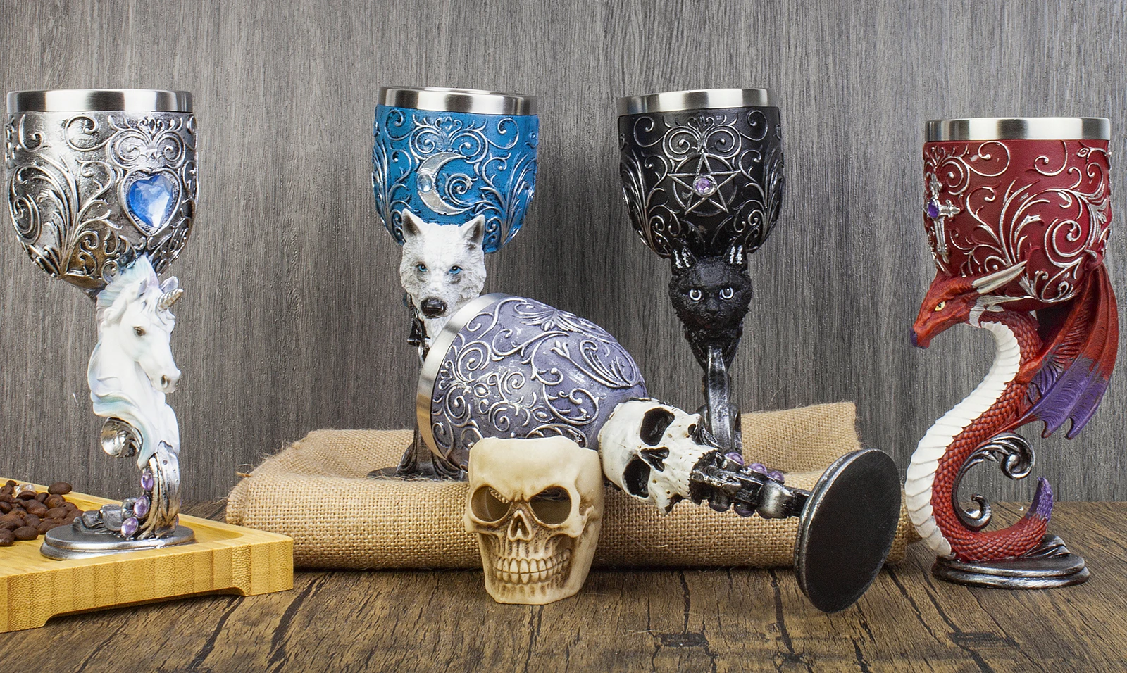 Wine Goblet Dragon Hand Wine - 10 Oz Medieval-Themed Resin & Glass Cup ...