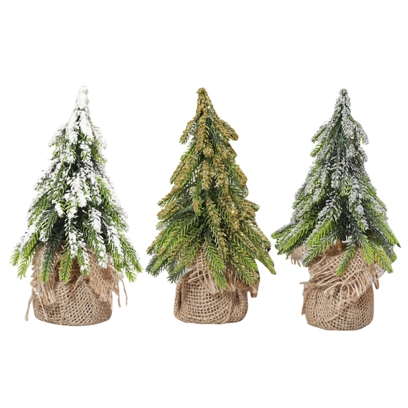 2024-New-Desktop-Miniature-Snow-Pine-Tree-Mini-Christmas-Trees-with ...