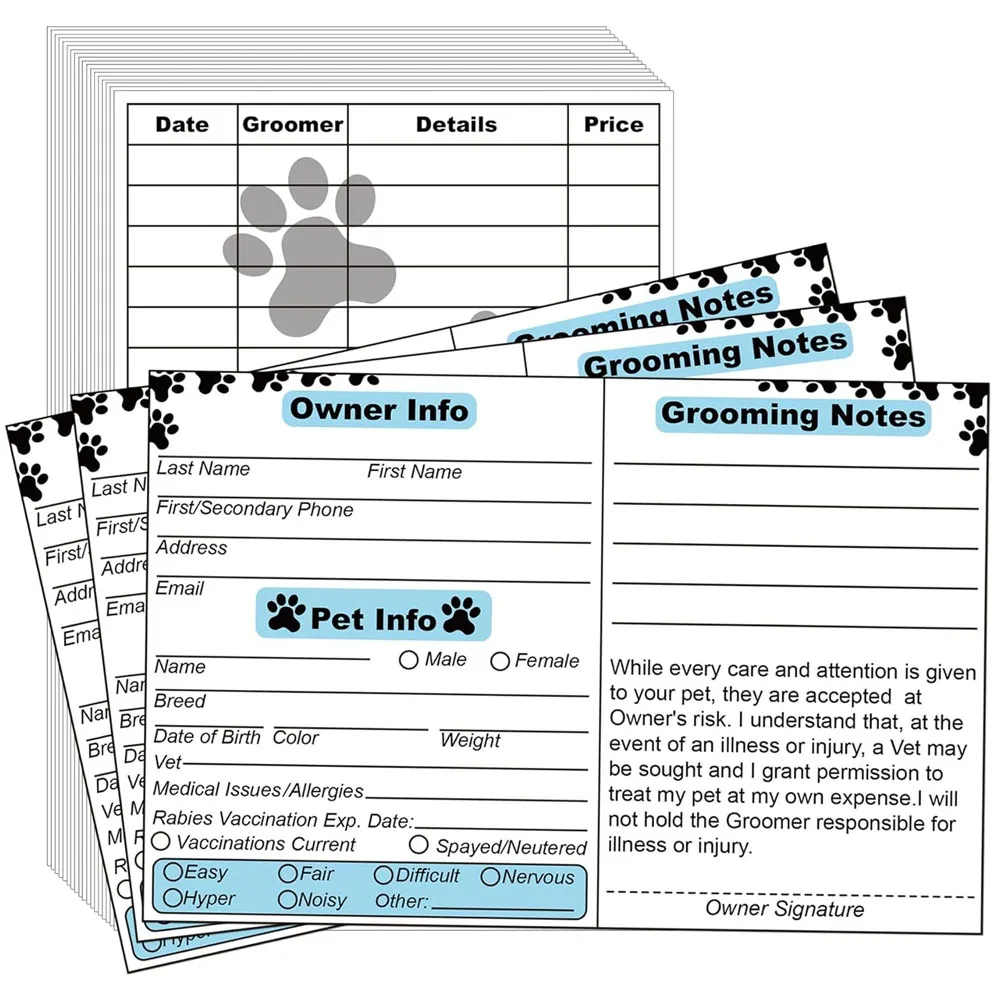 Cat-Pet-Dog-Grooming-Cards-Groomer-Information-Check-in-Cards-4x6inch ...