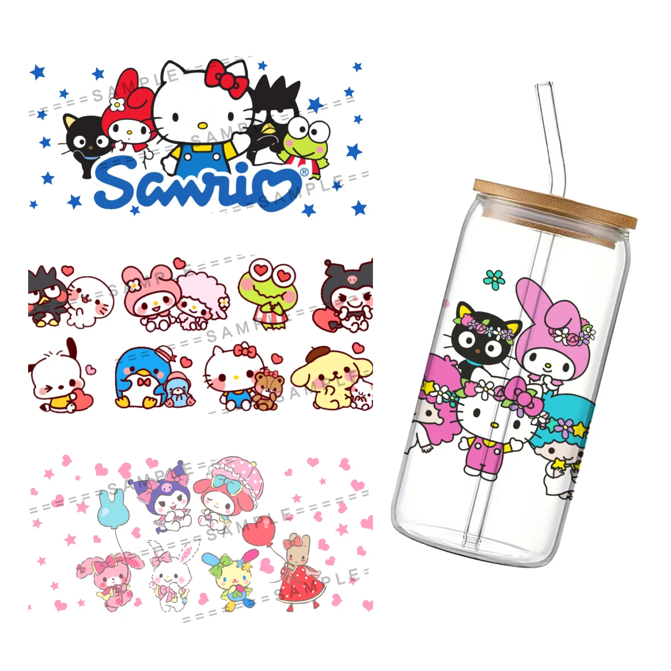 Sticker-UV-DTF-Transfer-Sanrio-Cute-Characters-For-16oz-Wrap-GLASS-Cups ...
